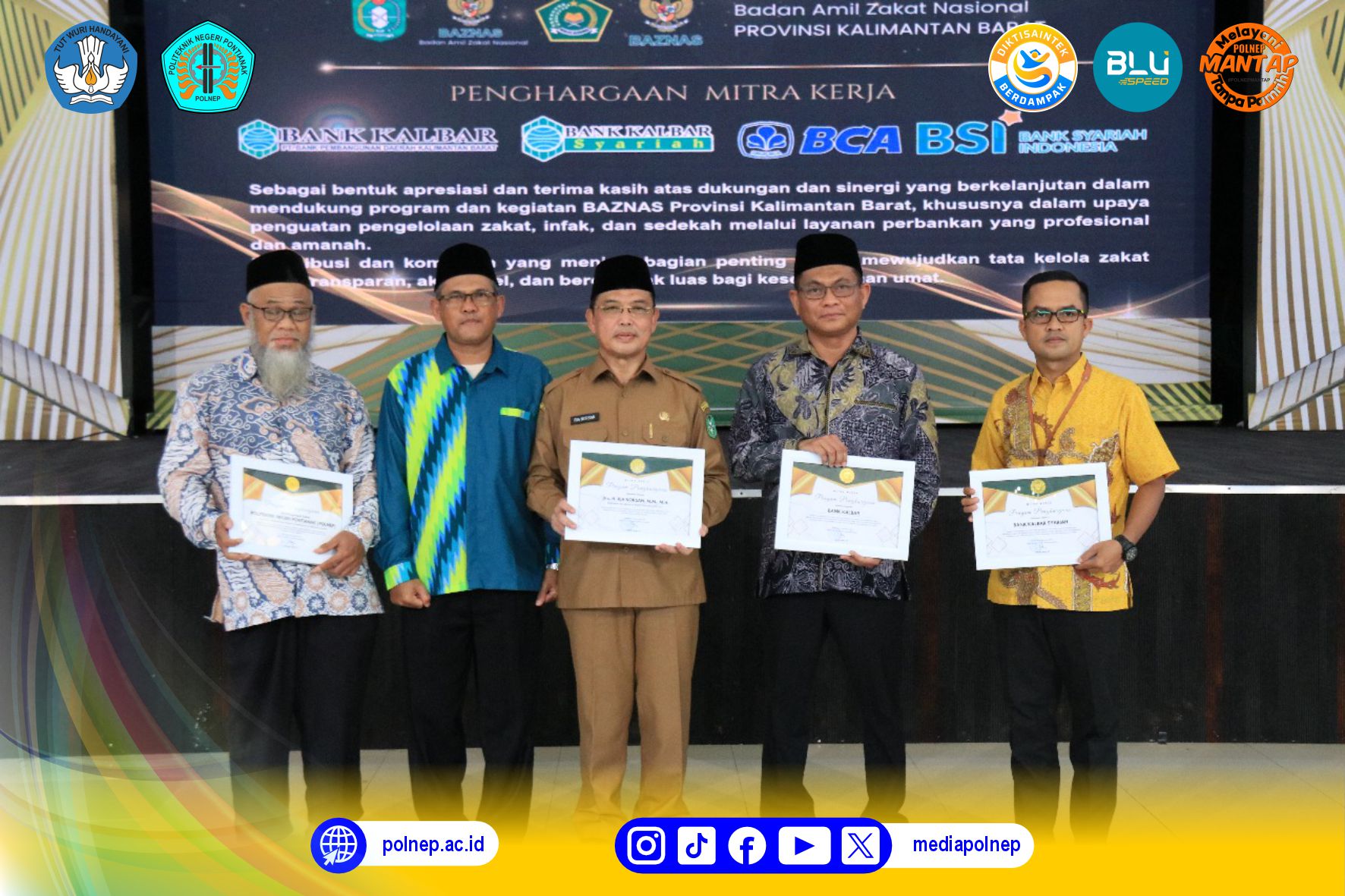 UNIT PENGUMPUL ZAKAT POLITEKNIK NEGERI PONTIANAK MENERIMA PENGHARGAAN ...